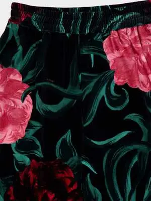 La DoubleJ Peony Velvet Stretch Palazzo Pants - Black