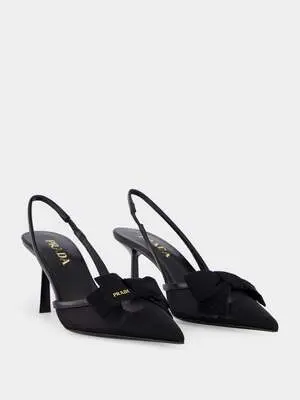 Prada Slingback Bow Pumps - Black