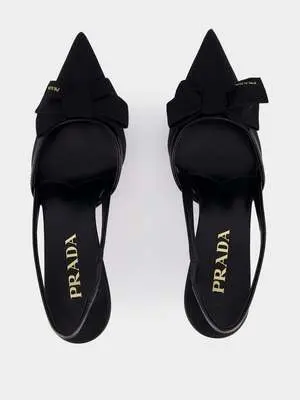 Prada Slingback Bow Pumps - Black