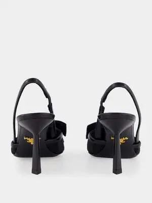 Prada Slingback Bow Pumps - Black