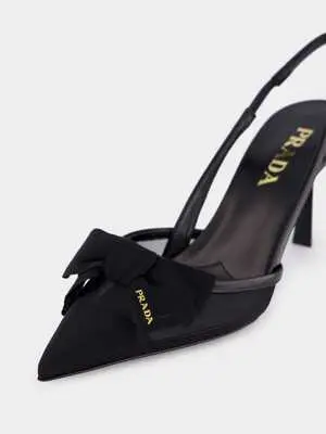 Prada Slingback Bow Pumps - Black