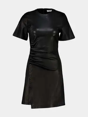 Rabanne Short Gathered Lambskin Dress - Black
