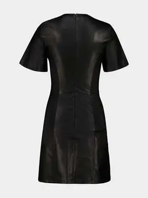 Rabanne Short Gathered Lambskin Dress - Black