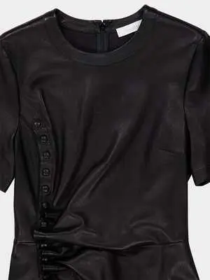 Rabanne Short Gathered Lambskin Dress - Black