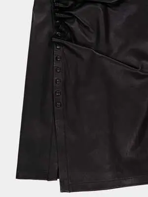 Rabanne Short Gathered Lambskin Dress - Black