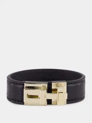 TOM FORD Leather And Brass Bracelet - Black