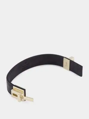 TOM FORD Leather And Brass Bracelet - Black