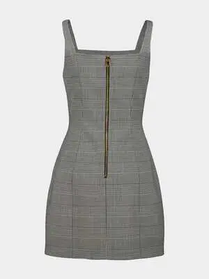 Balmain Prince Of Wales Wool Mini Dress - Black