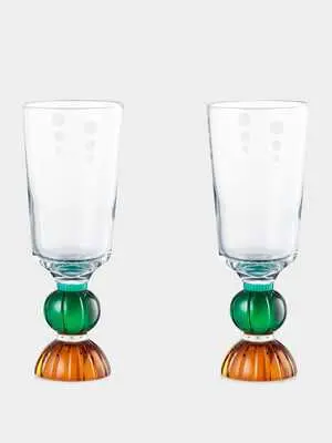 REFLECTIONS COPENHAGEN Windsor Tall Crystal Glasses Set Of 2 - Brown