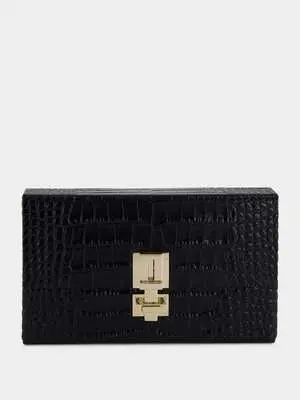 TOM FORD Crocodile Embossed Calf Leather Clutch - Black