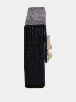 TOM FORD Crocodile Embossed Calf Leather Clutch - Black