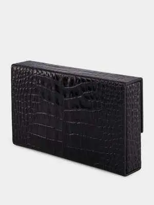 TOM FORD Crocodile Embossed Calf Leather Clutch - Black