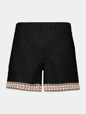 Commas Braided Shorts With Crochet Trim - Black