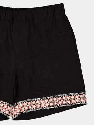 Commas Braided Shorts With Crochet Trim - Black