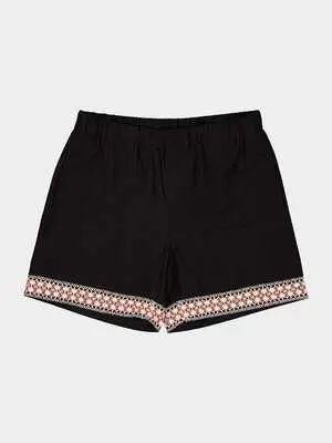 Commas Braided Shorts With Crochet Trim - Black