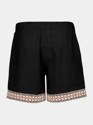 Commas Braided Shorts With Crochet Trim - Black