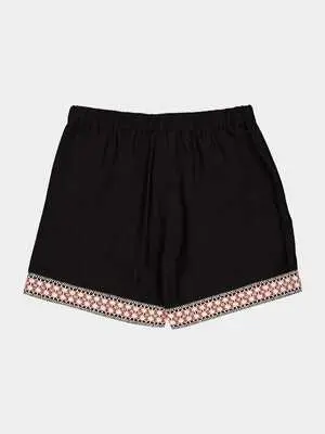 Commas Braided Shorts With Crochet Trim - Black