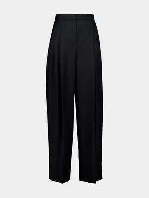 Nina Ricci Pleated Wool Straight-leg Trousers - Black