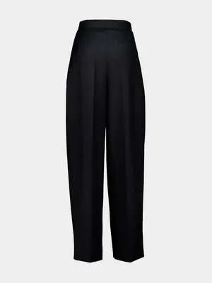 Nina Ricci Pleated Wool Straight-leg Trousers - Black