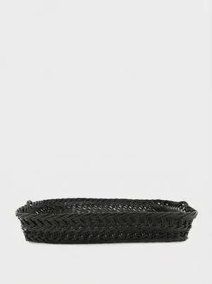 HOUSE OF CAPRICORN Vitória Wicker Large Tray - Black