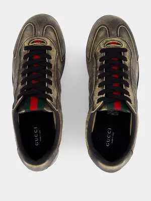 Gucci Washed Leather Shift Trainers - Black