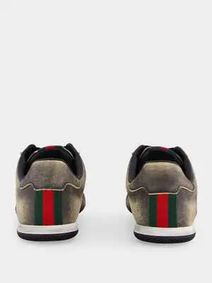 Gucci Washed Leather Shift Trainers - Black