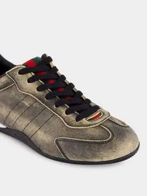 Gucci Washed Leather Shift Trainers - Black