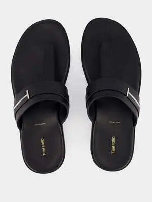 TOM FORD T-bar Sandals In Smooth Leather - Black