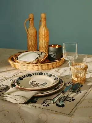 HOUSE OF CAPRICORN Hand-painted Stoneware Dessert Plate - Black