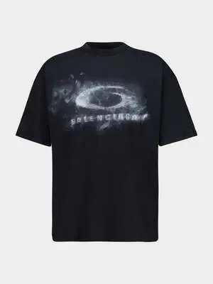 Balenciaga Washed Medium-fit Graphic Cotton T-shirt - Black