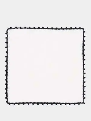 HOUSE OF CAPRICORN Hand-embroidered Linen Cocktail Napkin - Black