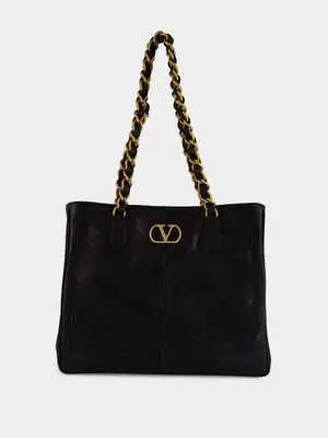 Valentino Garavani Laseine Nappa Leather Shopping Bag - Black