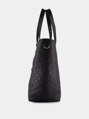 Gucci Leather Gg Tote Bag - Black