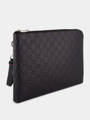 Gucci Gg Leather Monogram Pouch