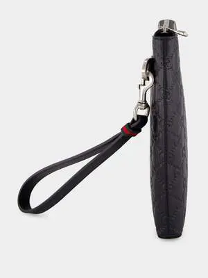Gucci Gg Leather Monogram Pouch