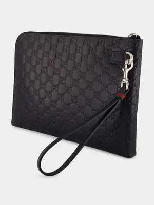 Gucci Gg Leather Monogram Pouch
