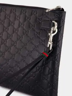 Gucci Gg Leather Monogram Pouch