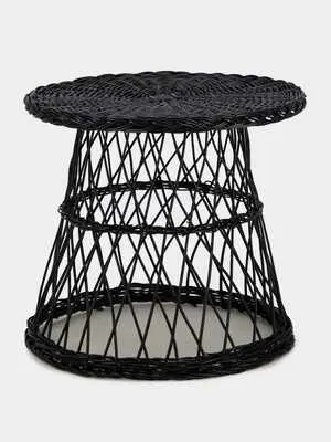 HOUSE OF CAPRICORN Handmade Furnas Wicker Side Table - Black