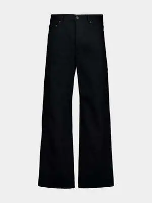 Balenciaga Curved Knee Cotton Denim Trousers - Black