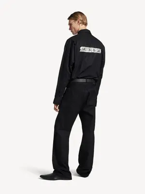 Balenciaga Curved Knee Cotton Denim Trousers