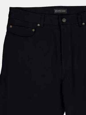 Balenciaga Curved Knee Cotton Denim Trousers