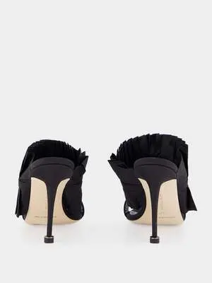 Manolo Blahnik Silk Danteuil Pleated High-heel Mules - Black