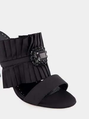 Manolo Blahnik Silk Danteuil Pleated High-heel Mules - Black