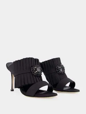 Manolo Blahnik Silk Danteuil Pleated High-heel Mules