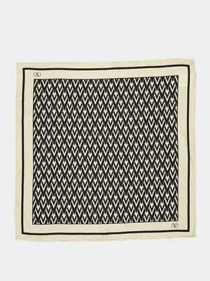 Valentino Garavani And Cream Silk Foulard Scarf - Black