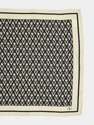 Valentino Garavani And Cream Silk Foulard Scarf - Black