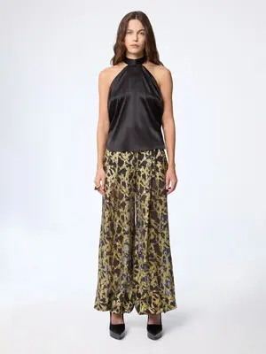 Nina Ricci Silk Satin Halterneck Top - Black