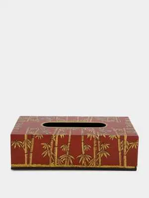 LES-OTTOMANS Bamboo Iron Tissue Box - Brown