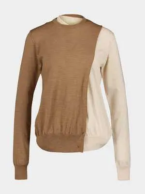 Colville Contrast Panel Wool Sweater - Beige