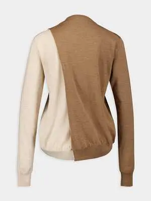 Colville Contrast Panel Wool Sweater - Beige